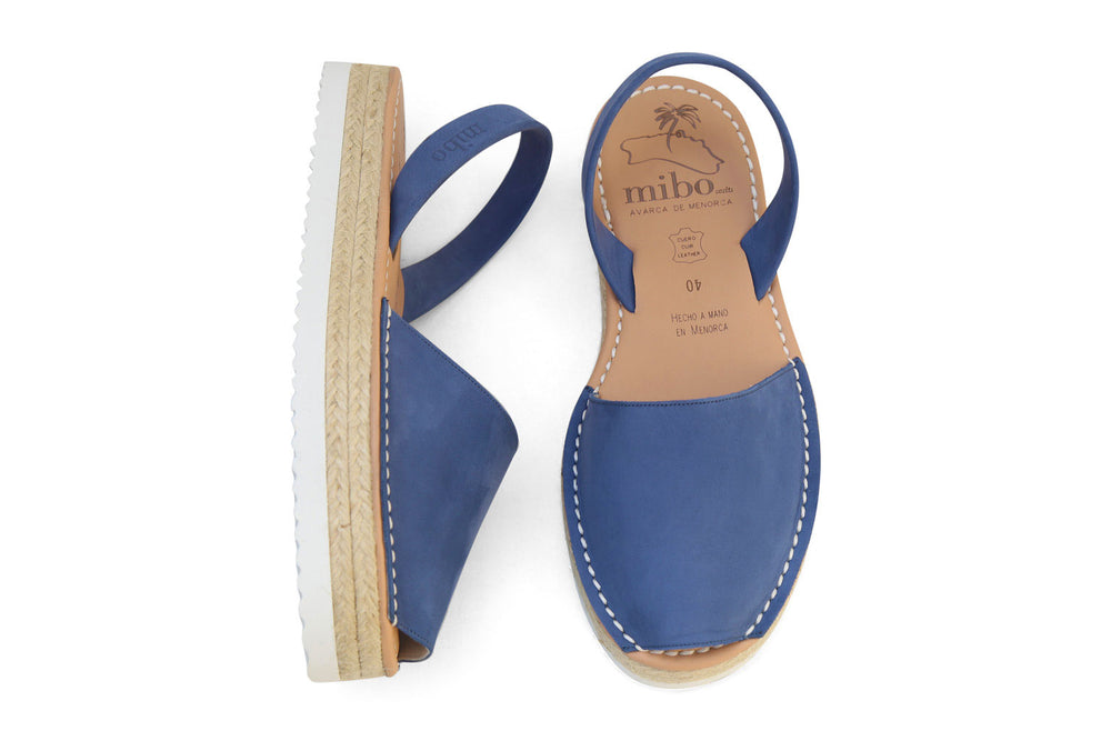 Mibo Flatform Avarcas Blue Menorcan Sandals - THE AVARCA STORE