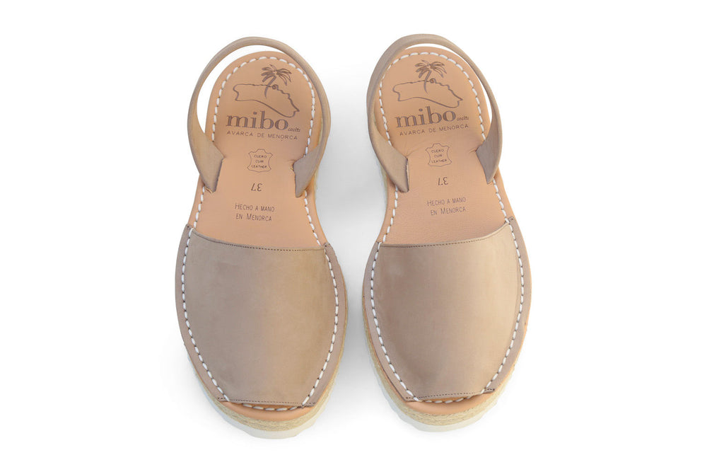 Mibo Flatform Avarcas Taupe Menorcan Sandals - THE AVARCA STORE